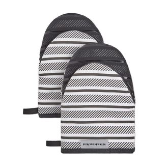 KitchenAid Albany Mini-Ofenhandschuhe aus Baumwolle mit Silikongriff, 14 x 20,3 cm, Onyx-Schwarz