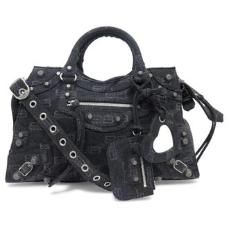 Balenciaga Crossbody Bags - NEUE BALENCIAGA NEO CAGOLE CITY BB MONOGRAM DENIM - Gr. unisize - in Schwarz - f&uuml;r Damen