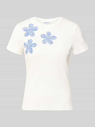 Jake*s Casual Regular Fit T-Shirt mit floralem Zierbesatz