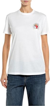 Replay Regular Fit T-Shirt - - Tops - Damen - Wei&szlig; - XS