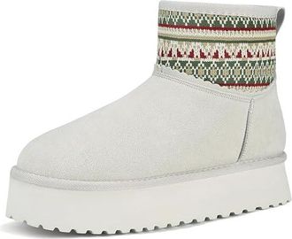 Mishansha Bottines Fourrées Femme Hiver Confortables Bottes de Neige Plateforme Antidérapant Beige 37EU