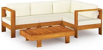 vidaXL Salon de Jardin 5 pi&egrave;ces avec Coussins 100 x 60 cm Bois dacacia