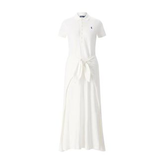 Polo Ralph Lauren Femme, Robes, Blanc, Taille: 40 FR Robe Midi Polo avec &agrave; la Taille