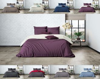 Mistral Home Uni Einfarbig Wende Bettwäsche Edel Perkal 100% Ägyptische Baumwolle, Maße:135 cm x 200 cm, Farbe:Pristine-Dark Violet