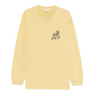 Gramicci Homme, Sweatshirts et sweats &agrave; capuche, Jaune, Taille: M Running Man L/S Tee Pigment Dyed