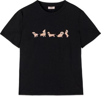 Oltre Femme, Tops, Noir, Taille: 40 FR T-shirt avec imprim&eacute; et applications