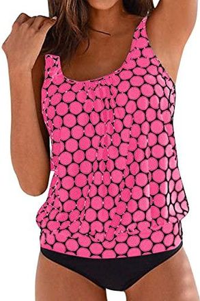 Generico Tankinis Femme Grandes Tailles Vikini Beachwear Boh&egrave;me Maillot de Bain Soutien-gorge 2023 Swimsuit Maillot de Bain Monokini Sport Taille Haute, Rose c