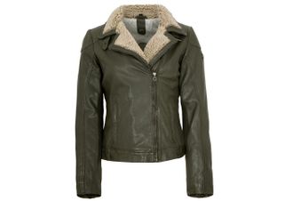 Mauritius Lederjacke GWJenja Gipsy - Damen Lederjacke Lammnappa Kunstfell olive