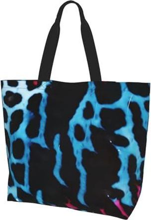 Generic Imprim&eacute; L&eacute;opard Bleu Sac Fourre Tout Imperm&eacute;able Sacs De Courses Grand Sac Fourre-Tout Pour Gym Shopping Quotidienne