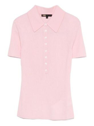 Maje polo boutonn&eacute; &agrave; poche poitrine - Rose