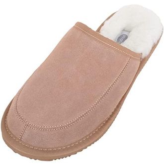 SNUGRUGS Chaussons mules en laine dagneau avec semelle légère - Marron - camel, 45 EU