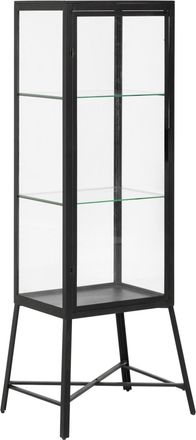 Livetastic Vitrine, Klar, Schwarz, Glas, 2 F&auml;cher, 55x42x151 cm, Wohnzimmer, Wohnw&auml;nde, Vitrinenschr&auml;nke