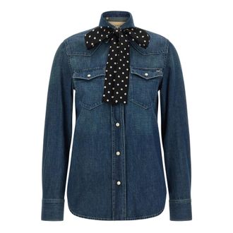 Valentino Garavani Chemise en jean VLogo Signature - Femme - Blouses et Chemises - Bleu - Taille: 38 FR