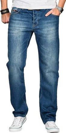 Alessandro Salvarini Jean pour homme Comfort Fit - Coupe droite - Denim Basic, bleu, 46W / 36L