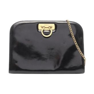 Ferragamo Pre-owned Gancini Schultertasche aus Lackleder - - Pre-owned - Damen - Schwarzk - ONE SIZE