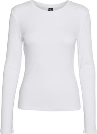 Vero Moda Pull Fin à Manches Longues col Rond en Jersey côtelé ajusté pour Femme VMROMA., Couleurs:Blanc-2, Taille:XL