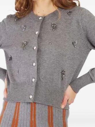 Derhy cardigan nervuré Beverly à perles - Gris