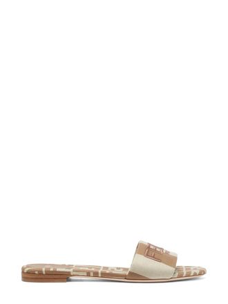 Fendi Signature Beige fabric slides - Tons neutres