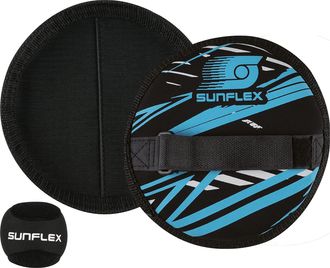SUNFLEX Neopren Sure Catch Set Action Pro mit Zwei Schlägern und einem Ball in schwarz | Klettballspiel weich und leicht | extrem robust und langlebig