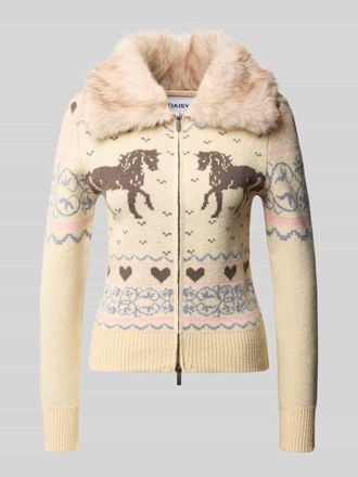 Daisy Street Slim Fit Strickjacke mit Kragen aus Kunstfell Modell EQUESTRIAN