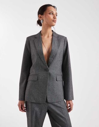 Vero Moda Eleganter Oversize-Blazer in meliertem Dunkelgrau, Kombiteil