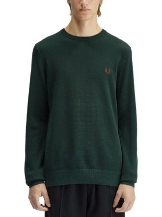 Fred Perry Logo-Embroidered Cotton Sweater - Green