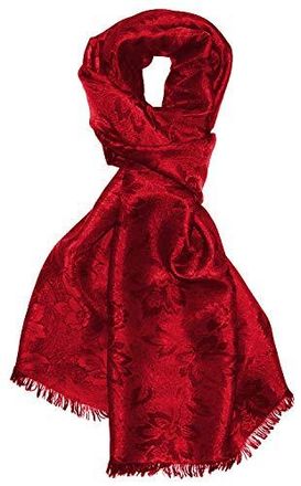 Lorenzo Cana Foulard damas pour la femme - écharpe noble avec les mesures de 55 x 190 cm - motif de fleurs - élégant et léger pour le printemps et l´été en rouge r