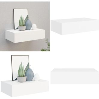 vidaXL Vidaxl - Wandregal mit Schublade Wei&szlig; 40x23,5x10 cm mdf - Wand Regal - Regal Mit Schublade - Wei&szlig;es Regal - Kleines Regal - M&ouml;bel F&uuml;r Wohnzimmer