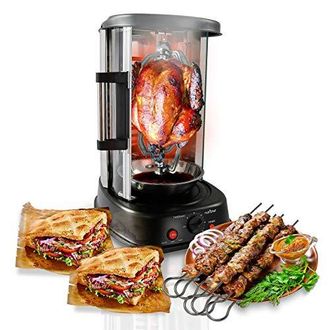 Nutrichef NutriChef Hei&szlig;luft-Multiofen mit Drehspie&szlig; - 21 L Mini-Backofen mit Umluft und Grillfunktion D&ouml;nergrill f&uuml;r Zuhause, Kebab und H&auml;hnchengrill, Kompakte
