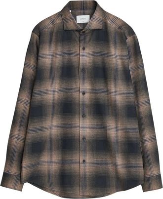 Eton Chemise &agrave; carreaux en flanelle - Homme - Chemises - Brun - Taille: M
