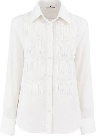 Ermanno Scervino Femme, Blouses et Chemises, Blanc, Taille: 36 FR Chemise &agrave; Manches Longues en Dentelle Pliss&eacute;e