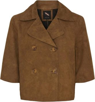 BTF-CPH Btfcph, Femme, Vestes, Brun, Taille: 48 FR Suede Short Trenchcoat