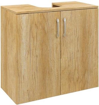 HOMCOM Meuble de Salle de Bain sous lavabo Moderne, Meuble Suspendu à 2 Portes avec 2 étagères et Bois découpé en U, Couleur Naturelle