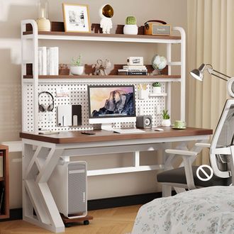 Generic Stabiler Schreibtisch Computertisch Mit Ablagefächern Gaming Tisch Bürotisch for Kleine Räume,Schlafzimmer,Student, Moderner PC Laptop(E1,47.2 L x 23.