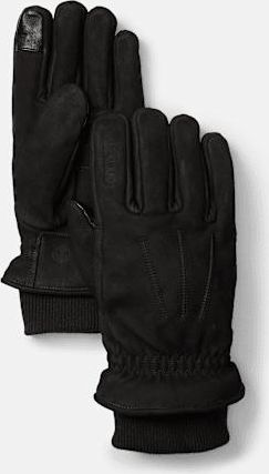 Timberland Lederhandschuhe mit Rippstrick in Schwarz, Schwarz, Gr&ouml;&szlig;e