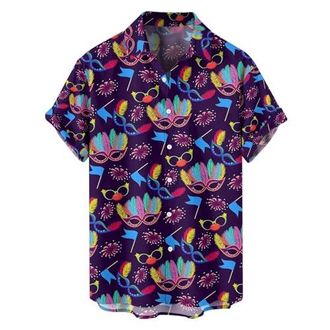 Generic Chemise hawa&iuml;enne amusante &agrave; manches courtes et boutonn&eacute;e pour homme - Style d&eacute;contract&eacute; - Pour la plage et l&eacute;t&eacute;, Bleu C, 3XL