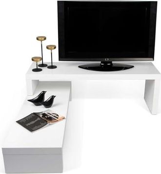 Symbiosis Cliff Meuble Tv extensible, Blanc 125/235x38x20/40 cm