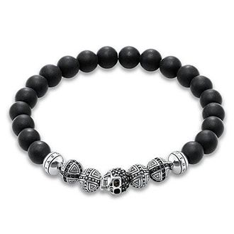 Thomas Sabo Femmes Hommes-Bracelet Rebel at Heart Argent Sterling 925 Oxyde de Zirconium noir Longeur 17 cm A1099-159-11-M