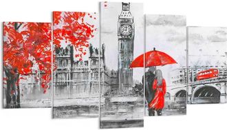 Arttor Wandbilder Dekoration Wohnzimmer London Architektur big ben Bilder auf Leinwand 160x85cm Leinwandbild Schlafzimmer Set 5 teilige Wand Kunstdruck Art G