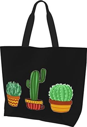 AOOEDM Cacti Cactus Sac fourre-tout r&eacute;utilisable en toile pour femme