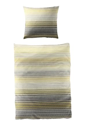JACK by Bierbaum Mako Satin Bettw&auml;sche 135x200cm 2 TLG. Streifen Melange Gelb Grau