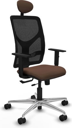 Piqueras y Crespo B&uuml;rostuhl mit hoher R&uuml;ckenlehne, mit 1D-Armlehnen, h&ouml;henverstellbarer Lendenwirbelst&uuml;tze und festem Kopfteil, ausgestattet mit Syncro/Traslack und Sch