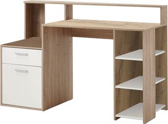 FMD Möbel F00651901042 Bolton Computertisch, eiche/weiß, maße 138.5 x 53.5 x 92.0 cm (BHT)