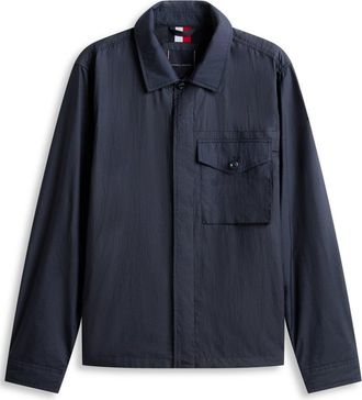 Tommy Hilfiger Superleichtes Overshirt aus recyceltem Material mit Logo-Aufn&auml;her in