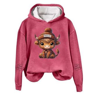 Generic Sweats &agrave; motif vache pour femmes sweatshirts pour femmes imprim&eacute; vache occidentale chemise country western sweatshirt, rose vif, 3XL