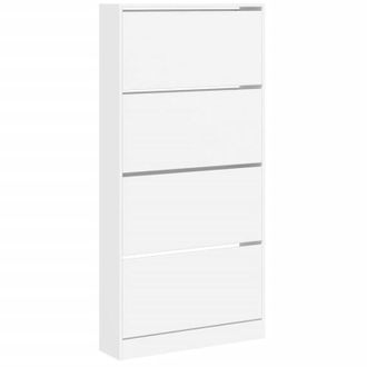 vidaXL Schuhschrank mit 4 Klappen Wei&szlig; 80x21x163,5 cm Vidaxl