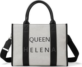 Queen Helena Grand sac à main avec bandoulière amovible, sac fourre-tout spacieux décontracté femme M1045, Noir
