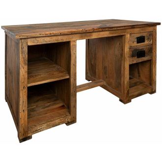 Massivmoebel24 Schreibtisch Mango 140x80x76 natur lackiert railway 161
