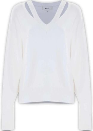 Kocca Femme, Pulls, Blanc, Taille: 42 FR Pull &agrave; Col en V avec D&eacute;tails &Eacute;labor&eacute;s au Col