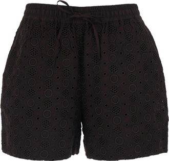 Pinko Pinko, Femme, Shorts, Brun, Taille: 40 FR Liz Shorts Popeline Ricamo